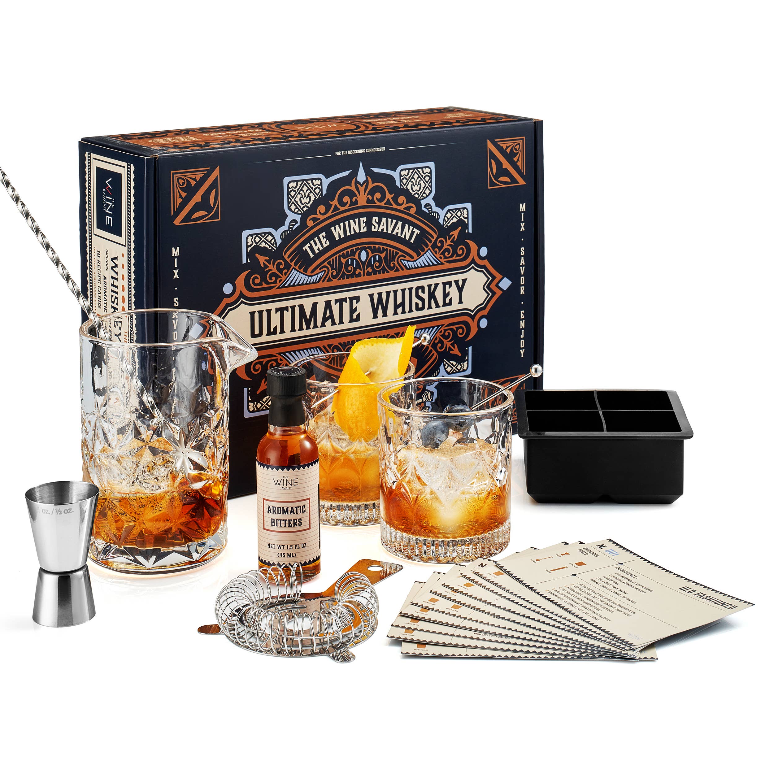 Whiskey Cocktail Making Kit - Rocks Drinking Glass Set – Babylon Mercantile